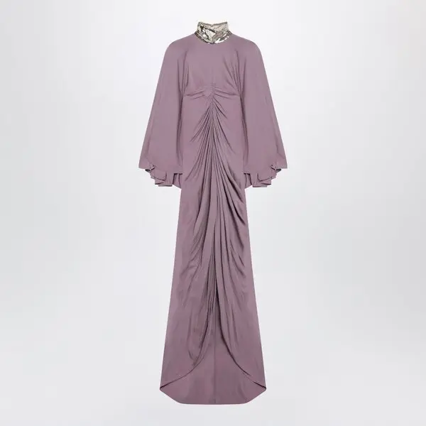 Valentino Garavani Mauve Pink Draped Long Dress - Purple