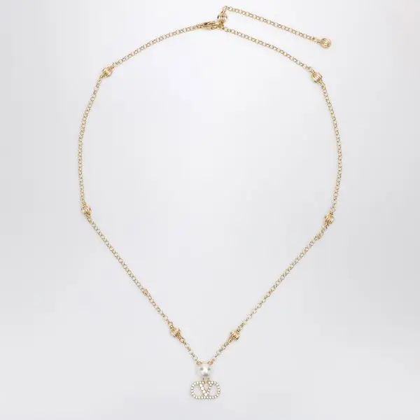 Valentino Garavani Necklace With Vlogo Signature Pendant - Silver