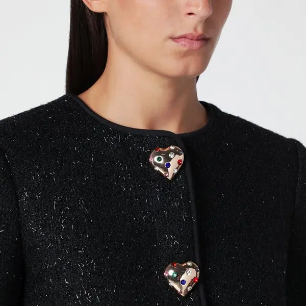 SELF-PORTRAIT Metallic Boucle Jacket - Black