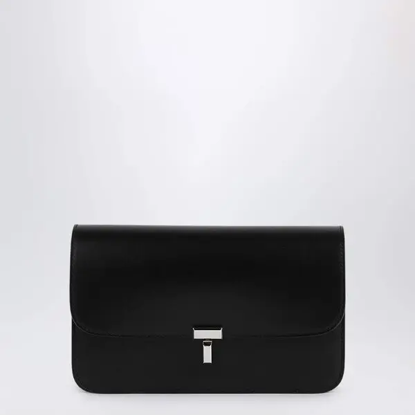 TOTEME Leather Clutch Bag With T-lock Closure - Black