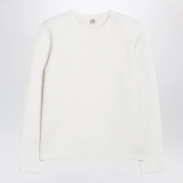 TOTEME Ecru Crew-neck Sweater In Silk And Cashmere Blend - White