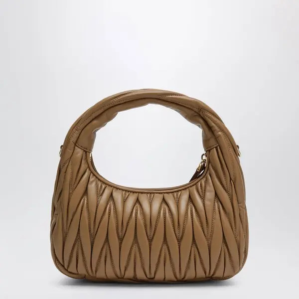 Miu Miu Small Miu Wander Bag In Matelasse Leather, Caramel