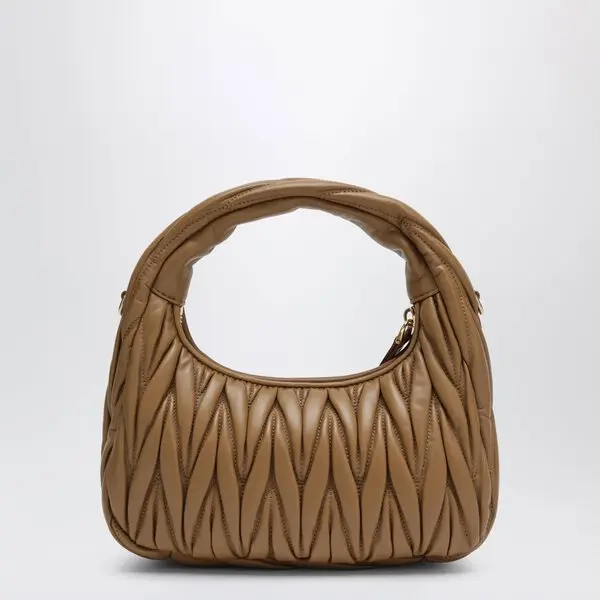 Miu Miu Small Miu Wander Bag In Matelasse Leather, Caramel - Brown