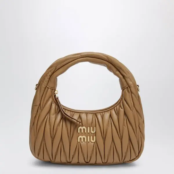 Miu Miu Small Miu Wander Bag In Matelasse Leather, Caramel - Brown