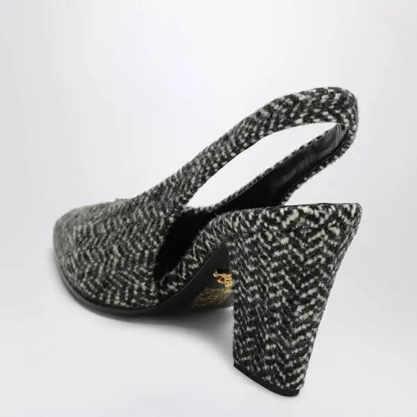 Prada And Black Slingback Pumps In Chevron Fabric
