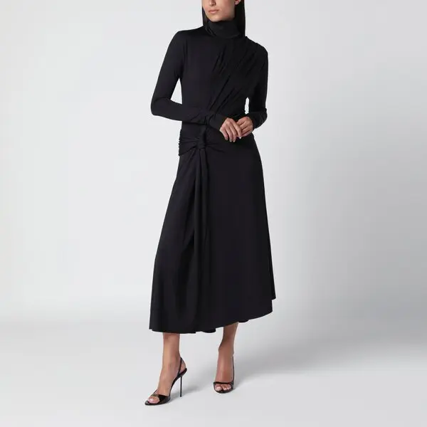 Victoria Beckham Asymmetrical Dress With High Neck - Black
