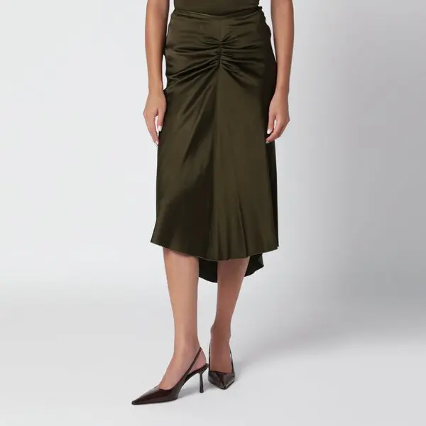 Victoria Beckham Bella Crepe Satin Midi Skirt - Green