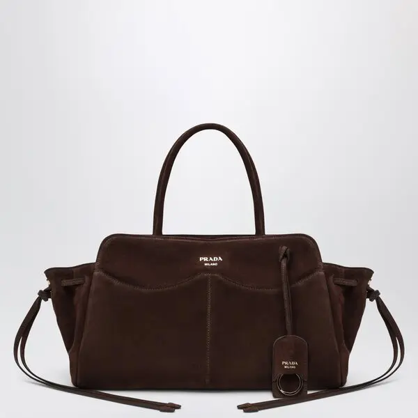 Prada Large Dark Suede Carry Bag