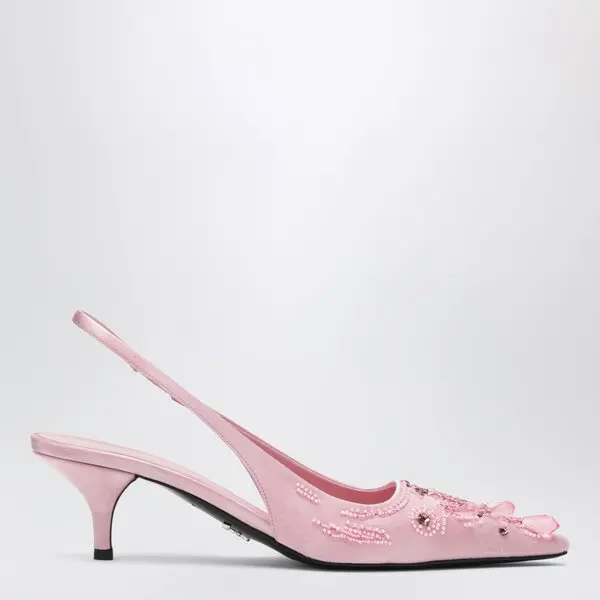 Prada Silk And Viscose Slingback Pumps - Pink