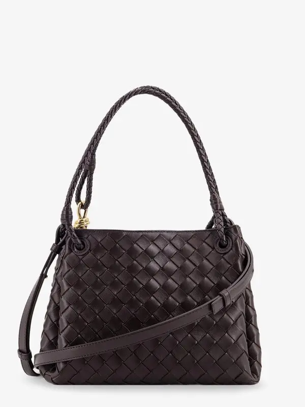 Bottega Veneta Parachute Leather Shoulder Bag With Intrecciato Pattern And Knot Detail - Multicolor