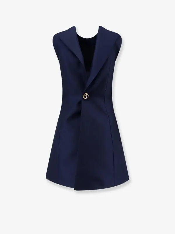 Balenciaga A-line Merino Wool And Silk Blend Short Dress - Blue