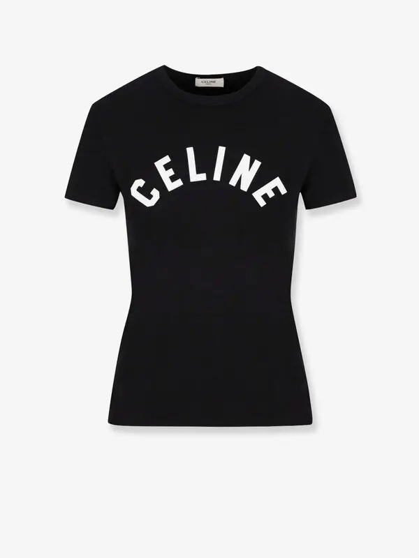 Celine Cotton T-shirt With Front Logo Print