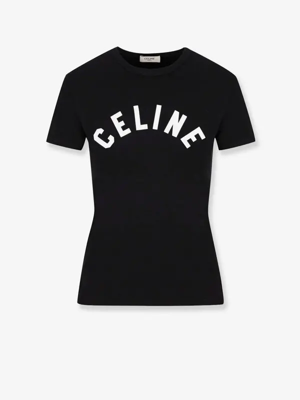 Celine Cotton T-shirt With Front Logo Print - Multicolor