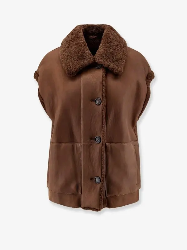 Brunello Cucinelli Shearling Sleeveless Jacket - Multicolor