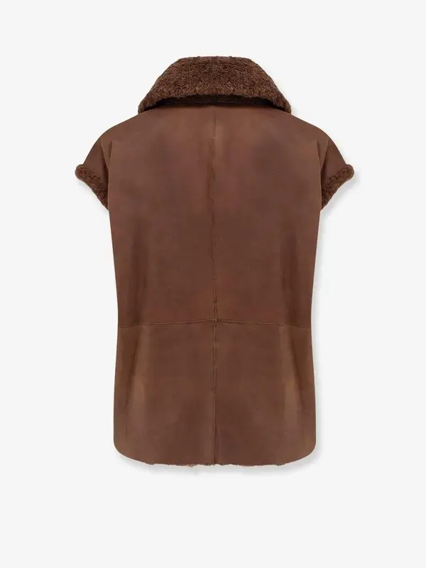 Brunello Cucinelli Shearling Sleeveless Jacket - Multicolor