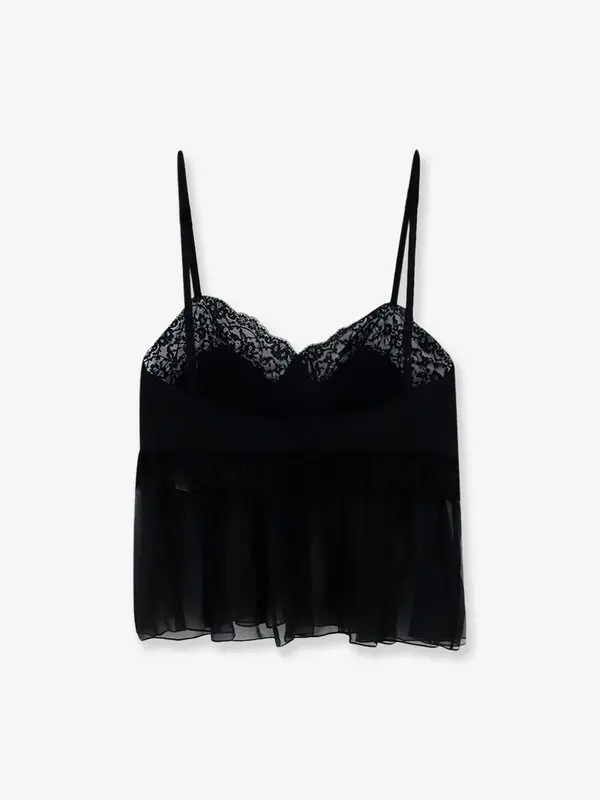 Chloé Silk Top With Lace Profiles