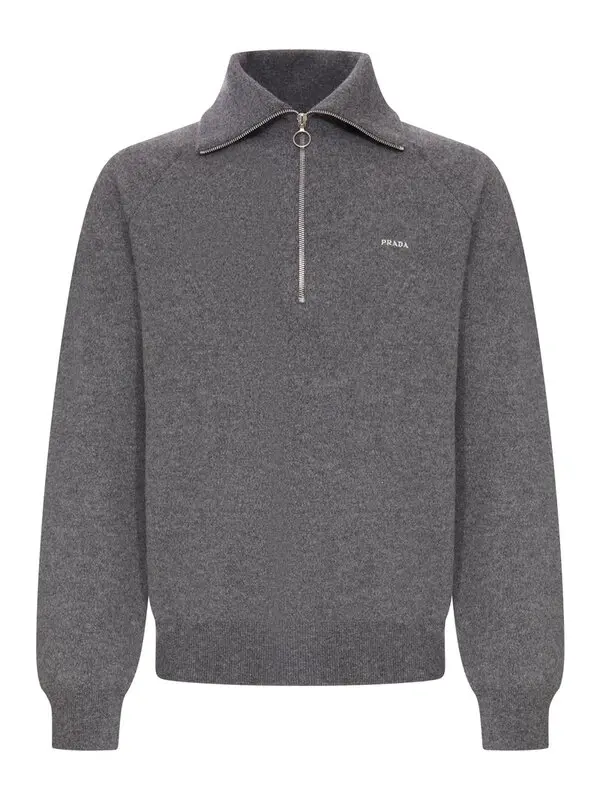 Prada Knitted Polo Shirt With Logo