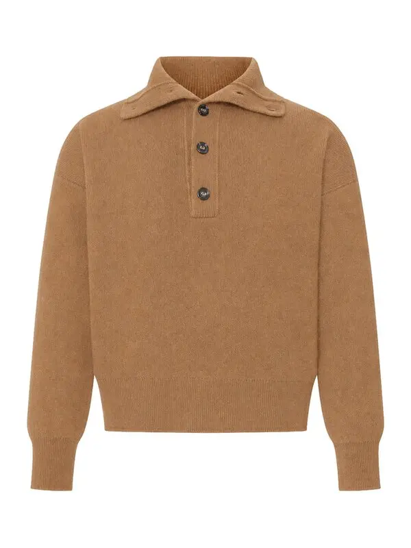 AMI Paris Wool Sweater With Polo Collar