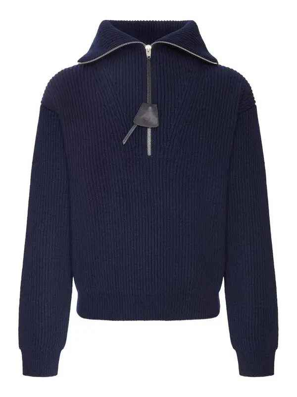 Celine Wool And Cashmere Blend Zip-up Sweater - Blue