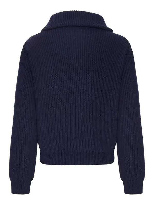 Celine Wool And Cashmere Blend Zip-up Sweater - Blue