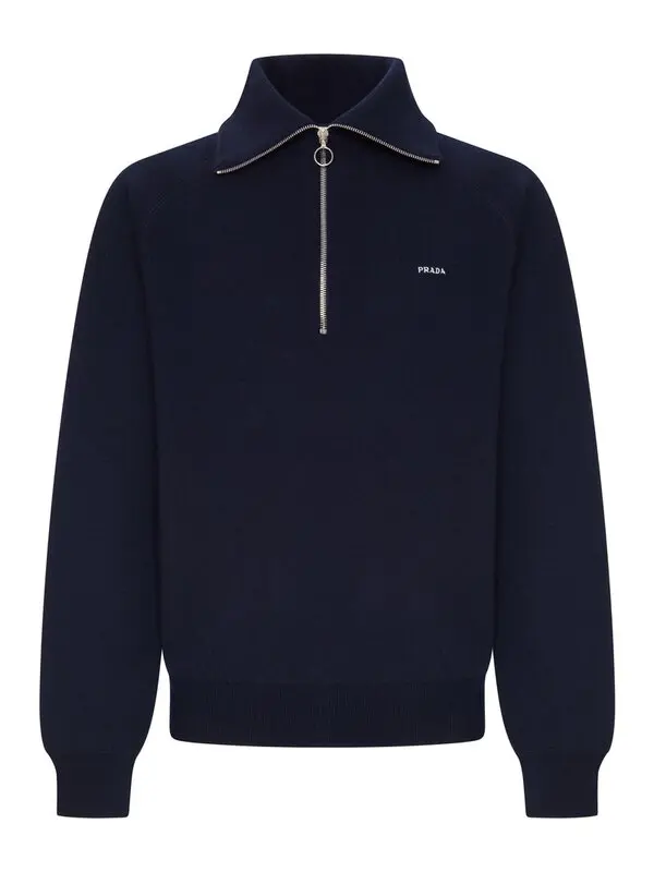 Prada Knitted Polo Shirt With Logo