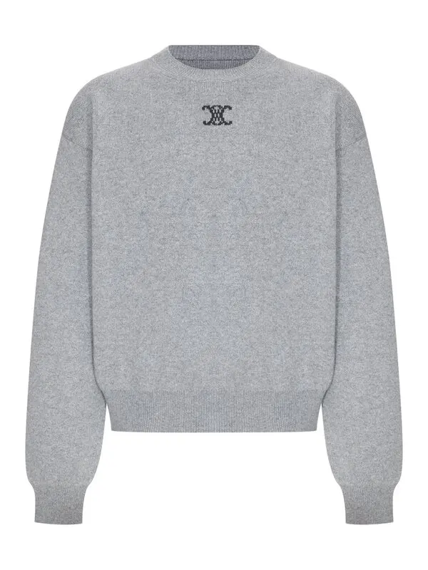 Celine Cashmere Crew-neck Sweater With Front Logo