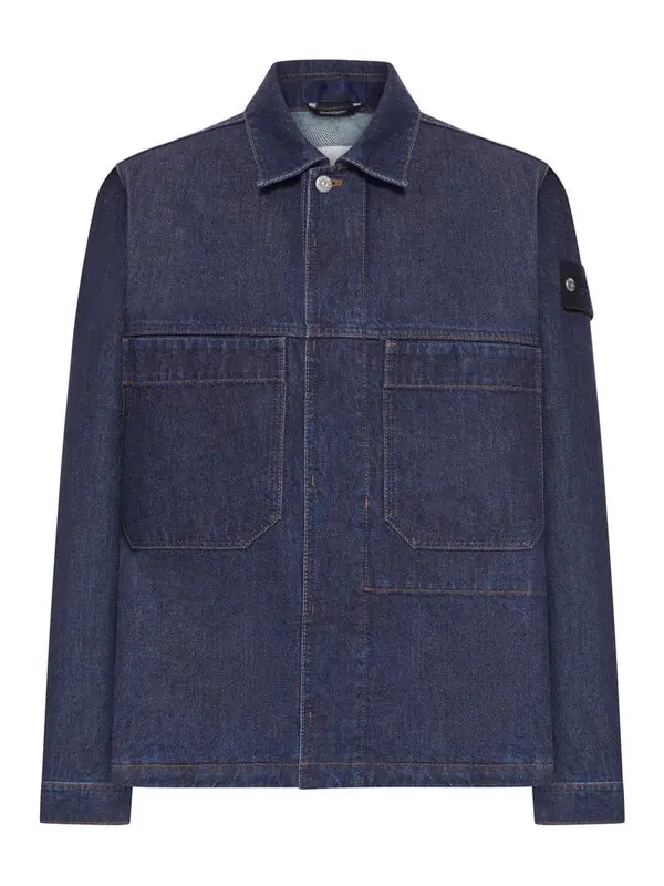 Stone Island Denim Outwear With Patch Pockets - Blue