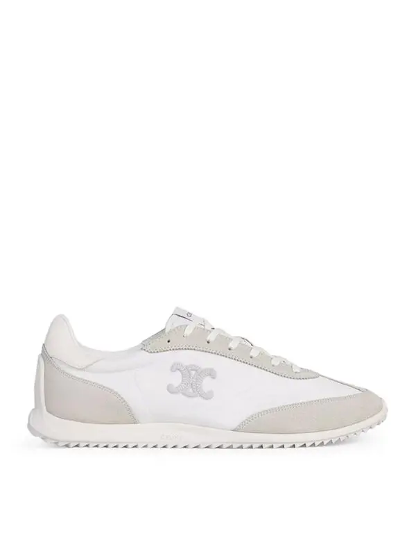 Celine Sneaker Bassa Stringata In Pelle Di Vitello Scamosciata - White