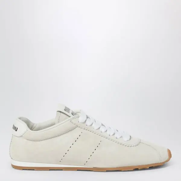 Miu Miu Plume Sneakers In Suede - White