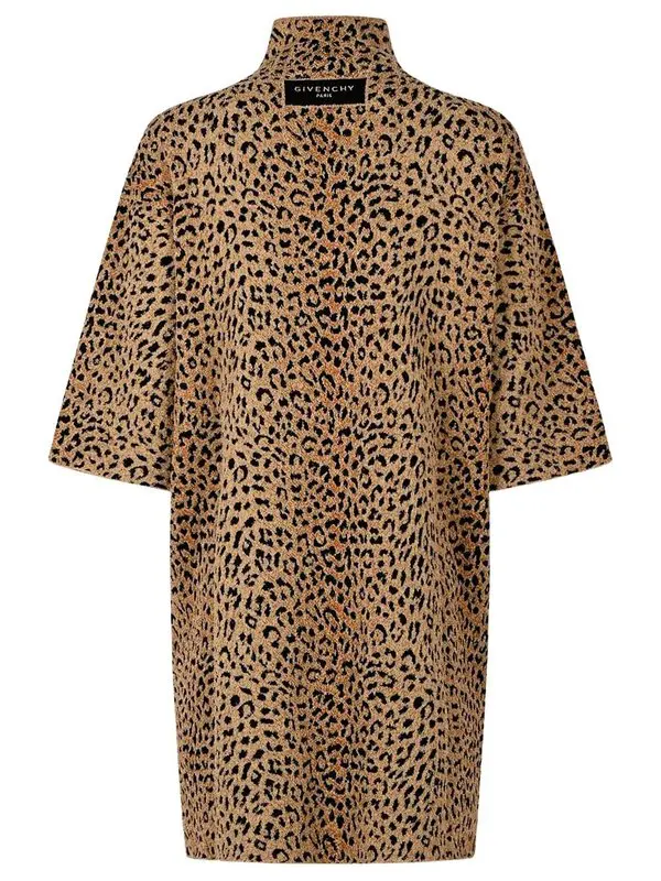 Givenchy Abito Mini In Jacquard Leopardato - Brown