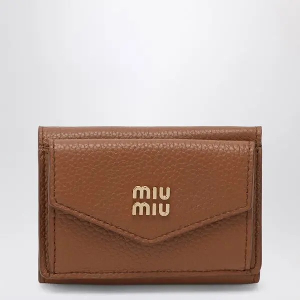 Miu Miu Small Cognac Leather Wallet - Brown