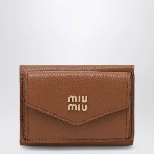 Miu Miu Small Cognac Leather Wallet - Brown