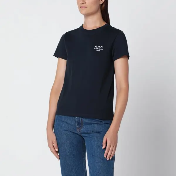 A.p.c. Dark Cotton T-shirt With Embroidery - Blue