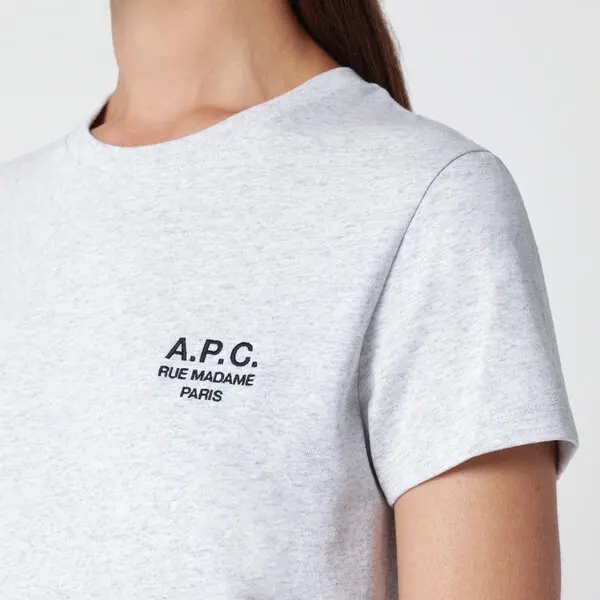 A.p.c. Cotton T-shirt With Embroidery - Gray