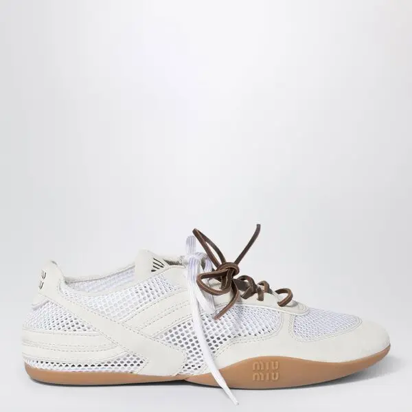 Miu Miu Gymnasium Sneakers In Mesh And Suede - White