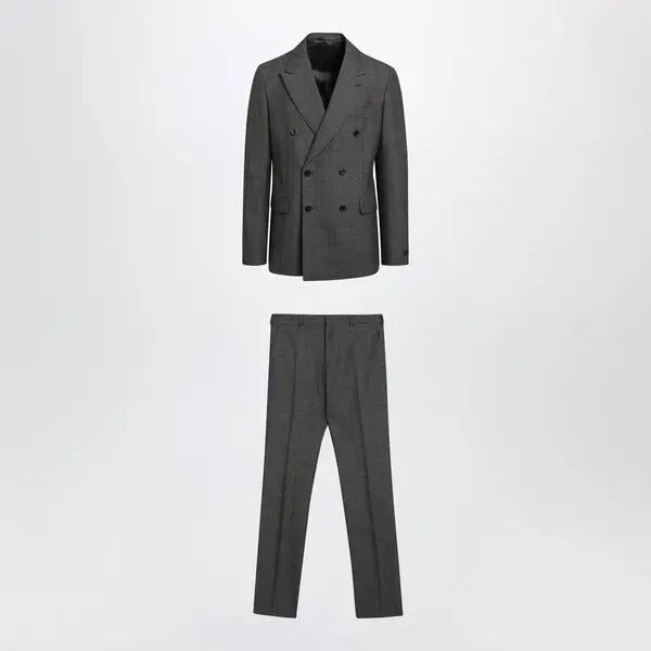 Prada Ebony Double-breasted Suit In Virgin Wool
