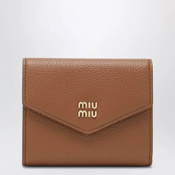 Miu Miu Small Cognac Calfskin Wallet - Brown