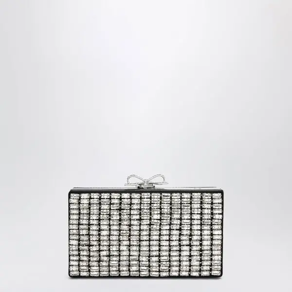 SELF-PORTRAIT Crystal Mesh Clutch Bag - Silver