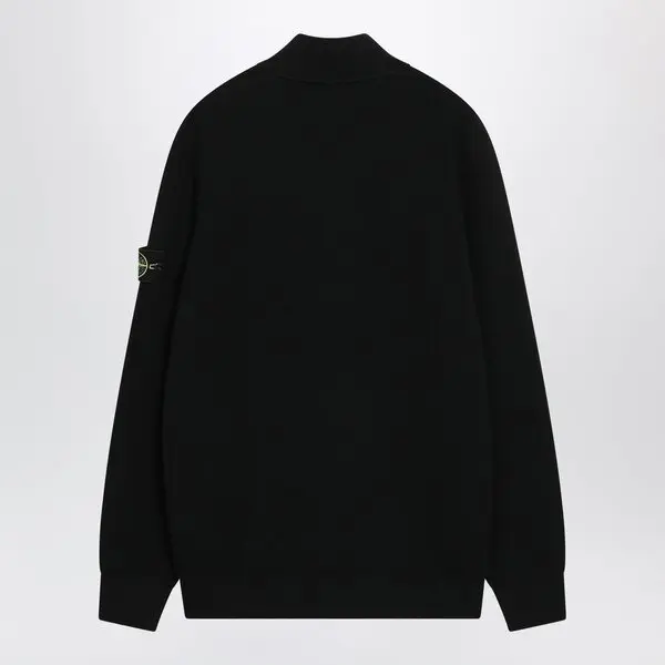 Stone Island Zip-up Sweater In Pure Wool