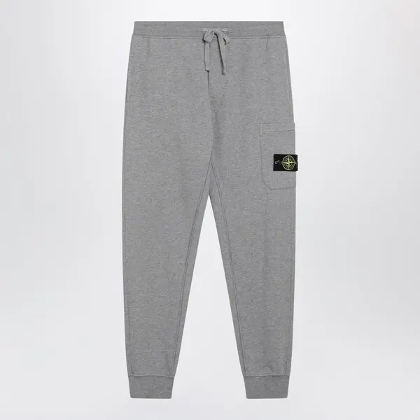 Stone Island Organic Cotton Melange Grey Joggers - Gray
