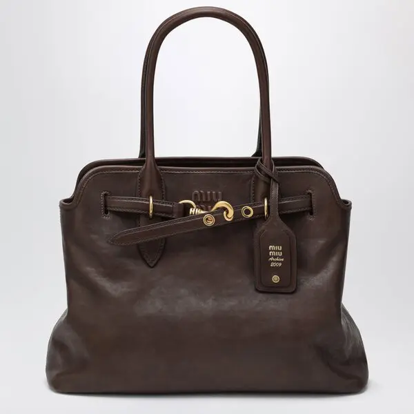 Miu Miu Aventure Bag In Radica-coloured Nappa Leather - Brown
