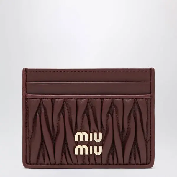 Miu Miu Bordeaux Matelasse Nappa Card Holder - Red