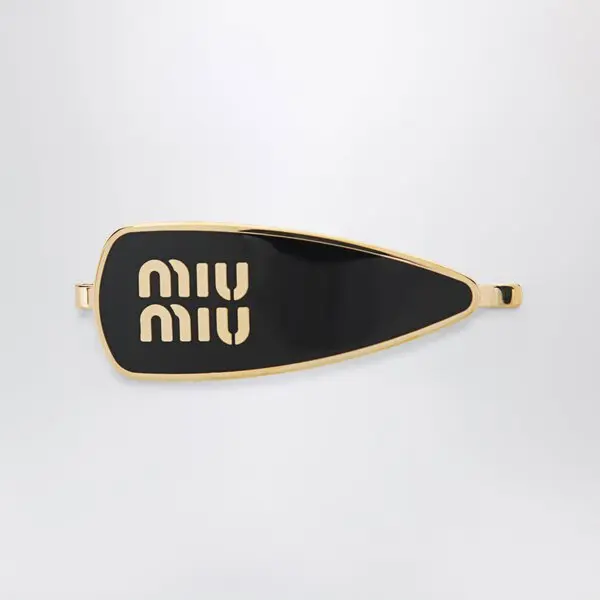 Miu Miu Enameled Metal Clip - Black