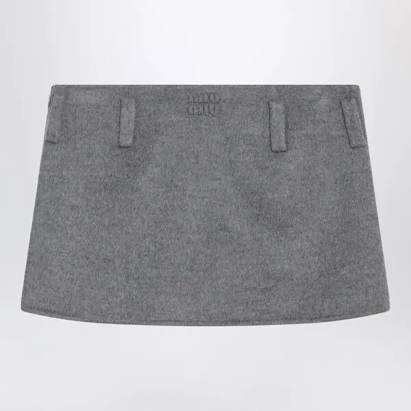 Miu Miu Wool And Cashmere Miniskirt - Gray