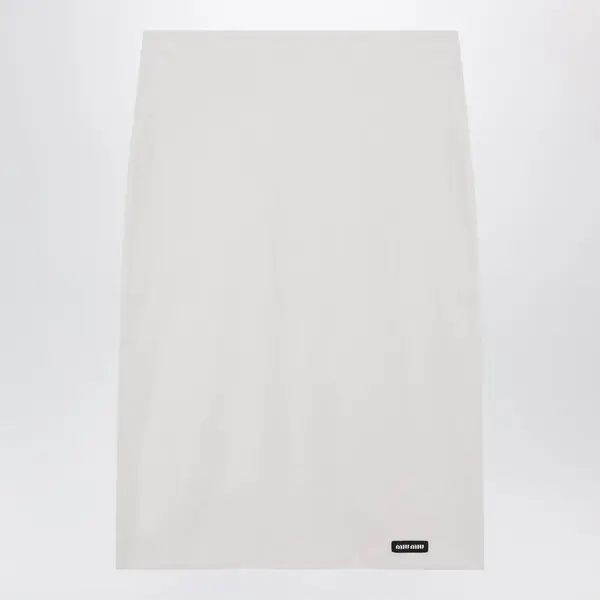 Miu Miu Pencil Skirt In Stretch Poplin, Talc
