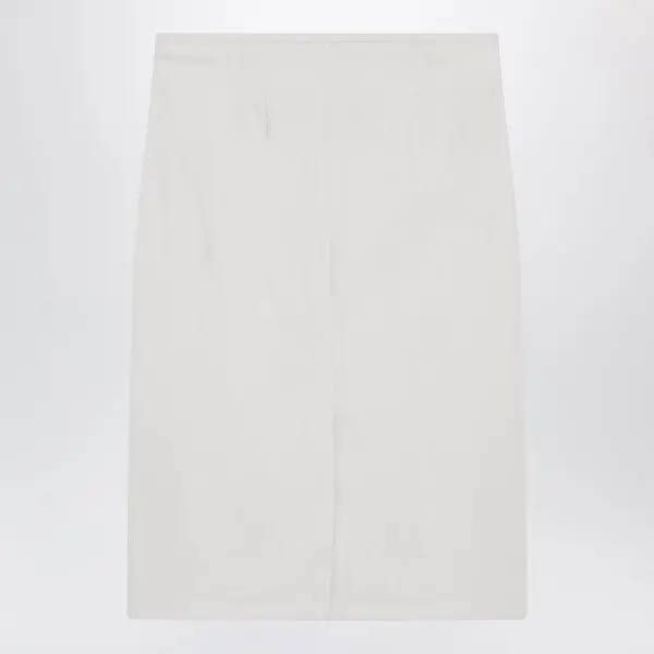 Miu Miu Pencil Skirt In Stretch Poplin, Talc