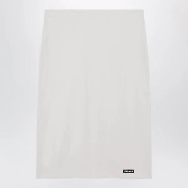 Miu Miu Pencil Skirt In Stretch Poplin, Talc - White
