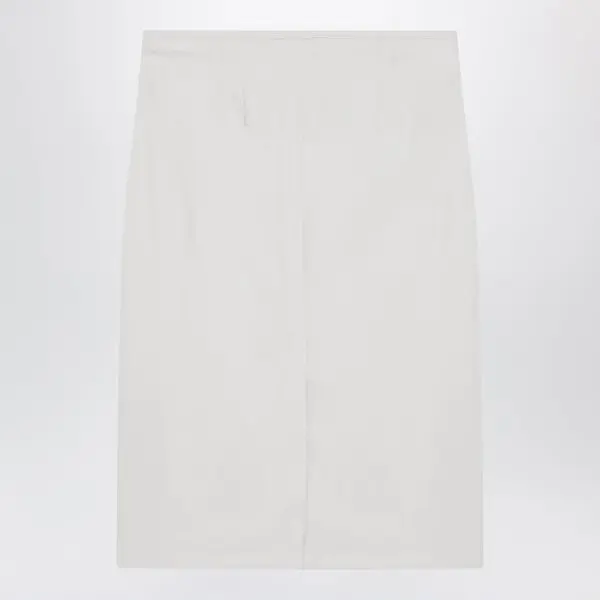 Miu Miu Pencil Skirt In Stretch Poplin, Talc - White