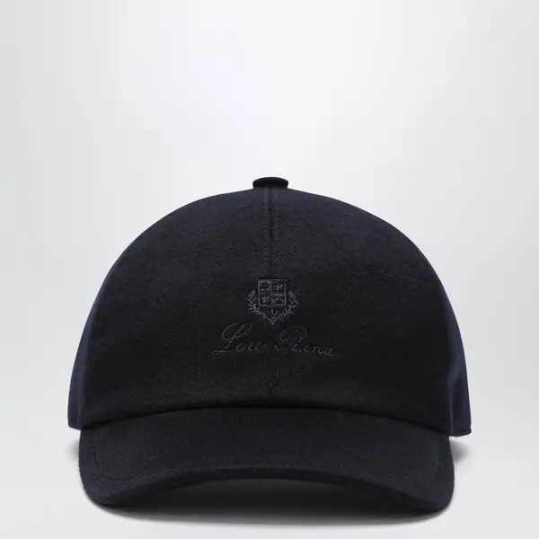 Loro Piana Navy Cashmere Baseball Cap - Blue