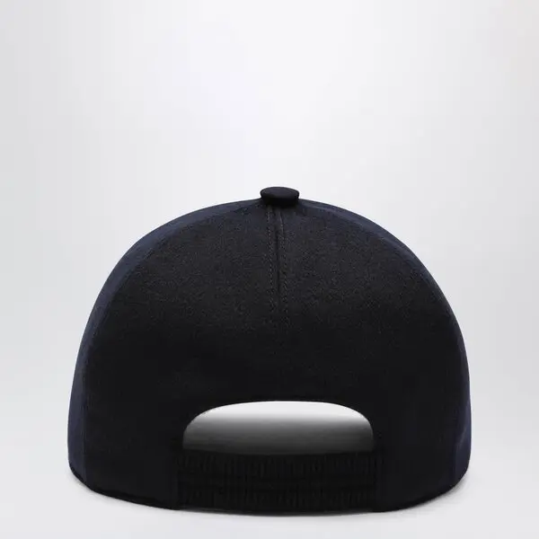Loro Piana Navy Cashmere Baseball Cap - Blue